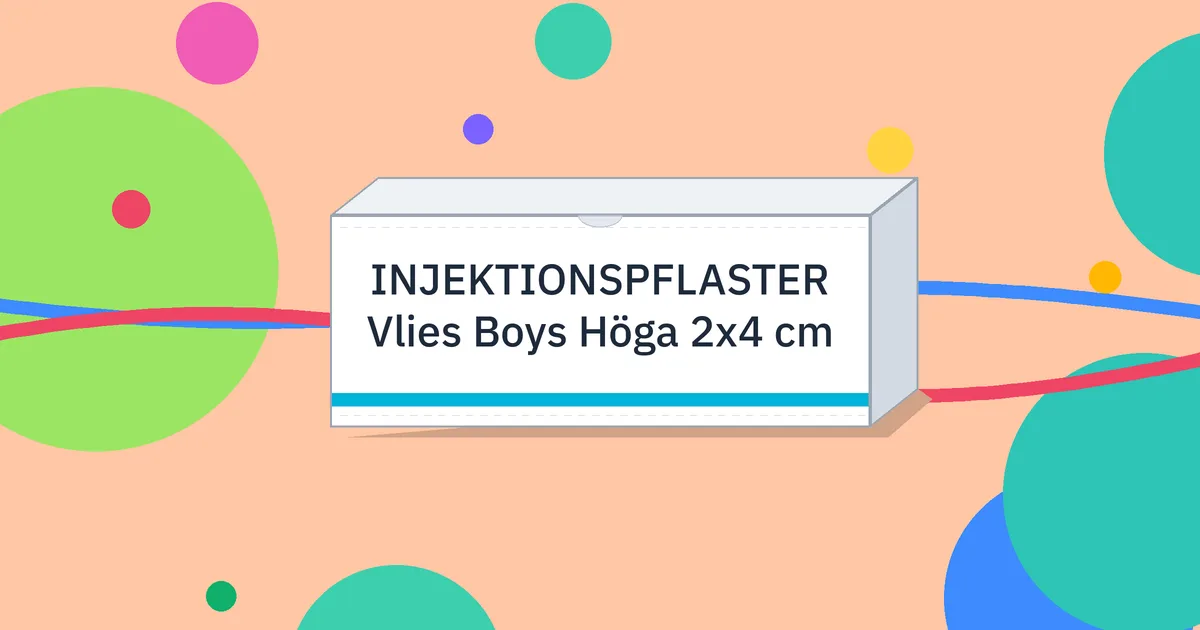 Symbolbild: Packung mit der Aufschrift INJEKTIONSPFLASTER Vlies Boys Höga 2x4 cm (PZN 20173151) – Verfügbarkeit und Bezug in Apotheken in Frankfurt am Main