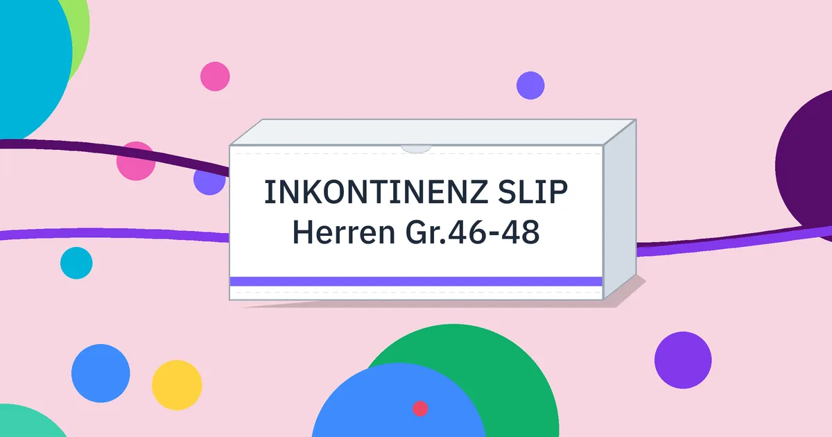 Symbolbild: Packung mit der Aufschrift INKONTINENZ SLIP Herren Gr.46-48 (PZN 04618257) – Verfügbarkeit und Bezug in Apotheken in Frankfurt am Main