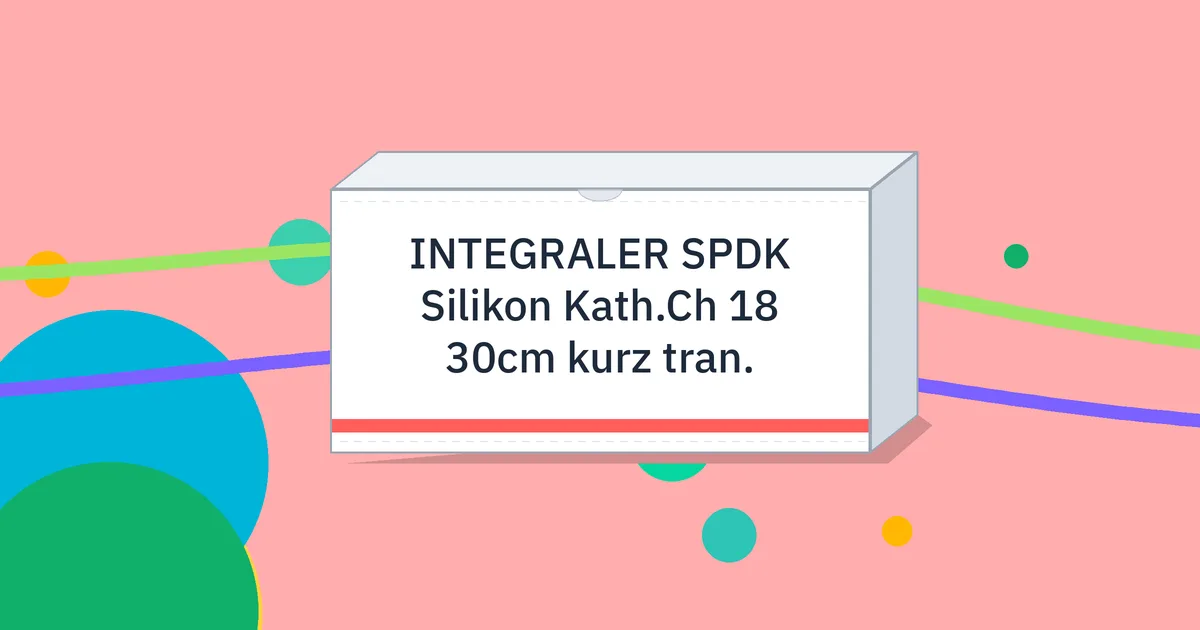 Symbolbild: Packung mit der Aufschrift INTEGRALER SPDK Silikon Kath.Ch 18 30cm kurz tran. (PZN 16836060) – Verfügbarkeit und Bezug in Apotheken in Frankfurt am Main