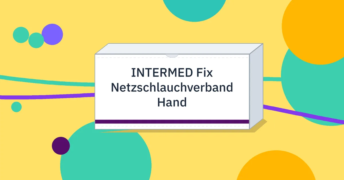 Symbolbild: Packung mit der Aufschrift INTERMED Fix Netzschlauchverband Hand (PZN 02634720) – Verfügbarkeit und Bezug in Apotheken in Frankfurt am Main