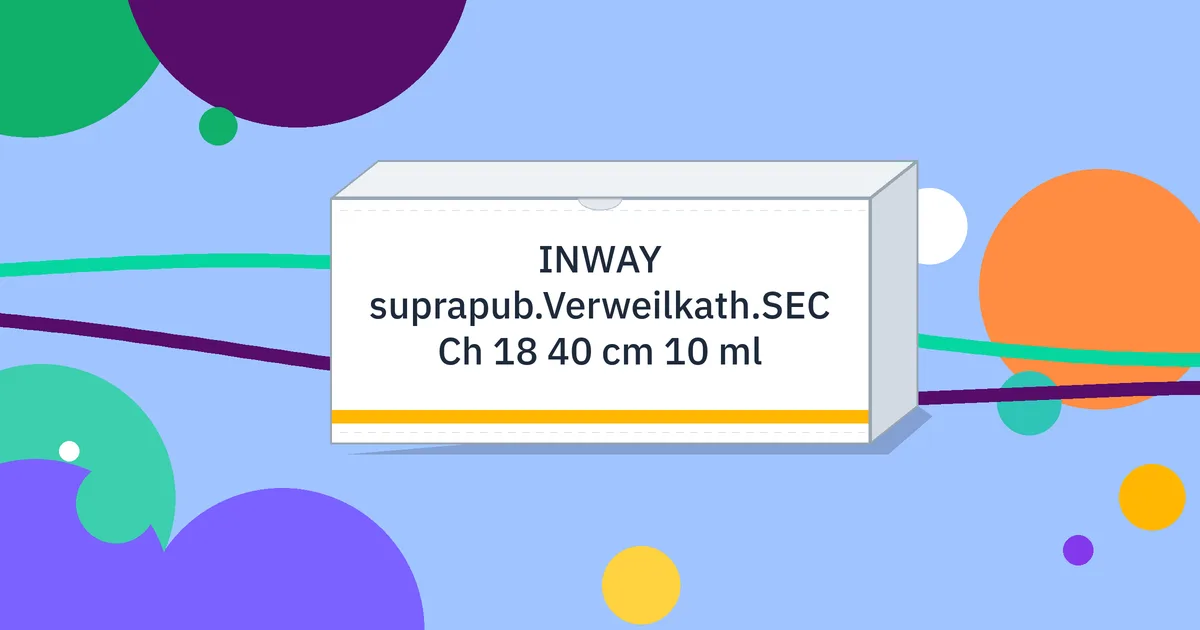 Symbolbild: Packung mit der Aufschrift INWAY suprapub.Verweilkath.SEC Ch 18 40 cm 10 ml (PZN 00052534) – Verfügbarkeit und Bezug in Apotheken in Frankfurt am Main