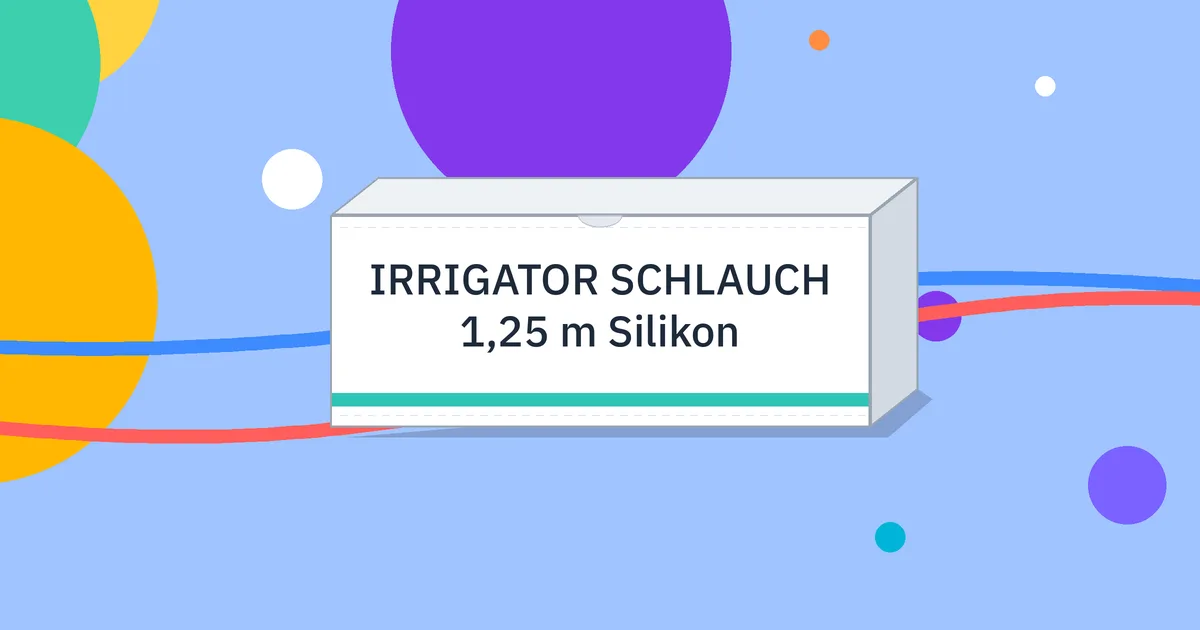 Symbolbild: Packung mit der Aufschrift IRRIGATOR SCHLAUCH 1,25 m Silikon (PZN 18683382) – Verfügbarkeit und Bezug in Apotheken in Frankfurt am Main