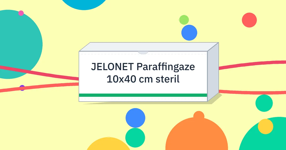 Symbolbild: Packung mit der Aufschrift JELONET Paraffingaze 10x40 cm steril (PZN 18010080) – Verfügbarkeit und Bezug in Apotheken in Frankfurt am Main