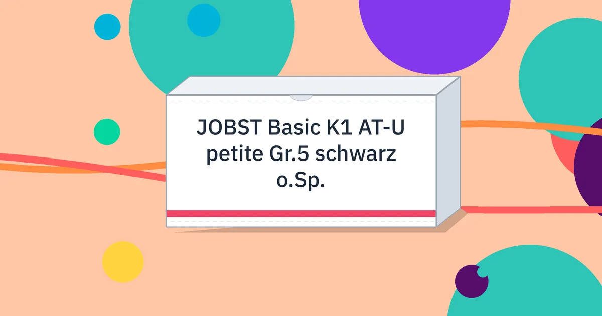 Symbolbild: Packung mit der Aufschrift JOBST Basic K1 AT-U petite Gr.5 schwarz o.Sp. (PZN 15310350) – Verfügbarkeit und Bezug in Apotheken in Frankfurt am Main