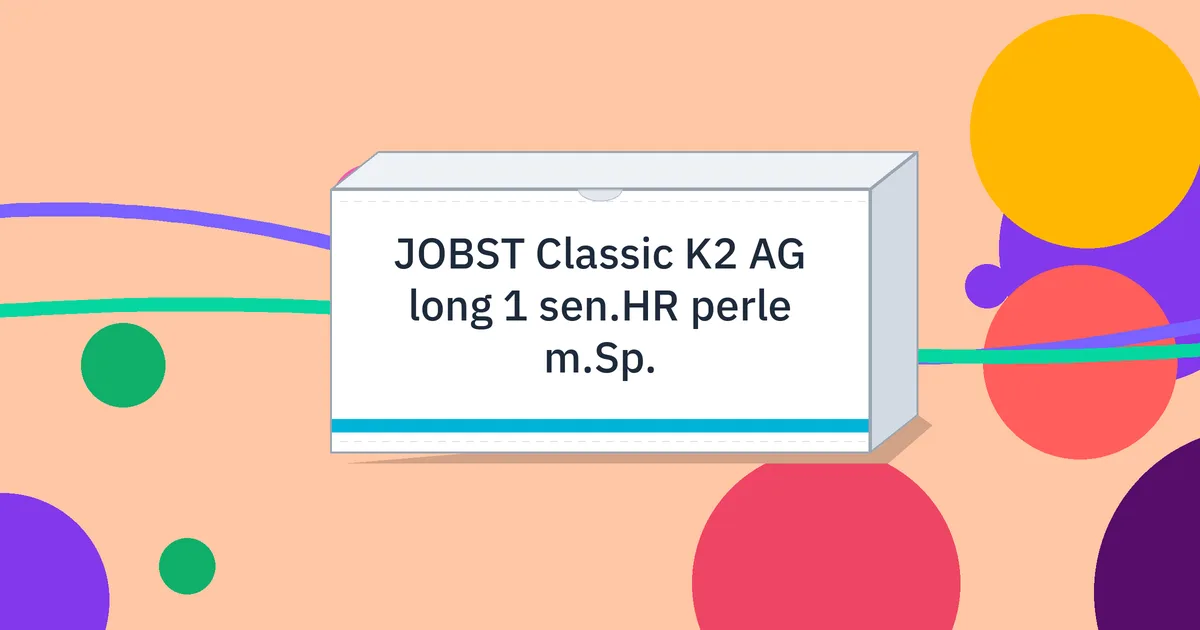 Symbolbild: Packung mit der Aufschrift JOBST Classic K2 AG long 1 sen.HR perle m.Sp. (PZN 17959008) – Verfügbarkeit und Bezug in Apotheken in Frankfurt am Main