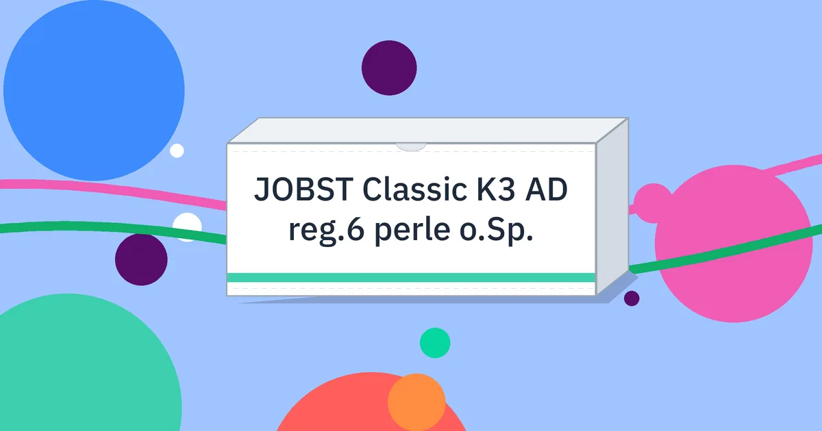 Symbolbild: Packung mit der Aufschrift JOBST Classic K3 AD reg.6 perle o.Sp. (PZN 13071409) – Verfügbarkeit und Bezug in Apotheken in Frankfurt am Main