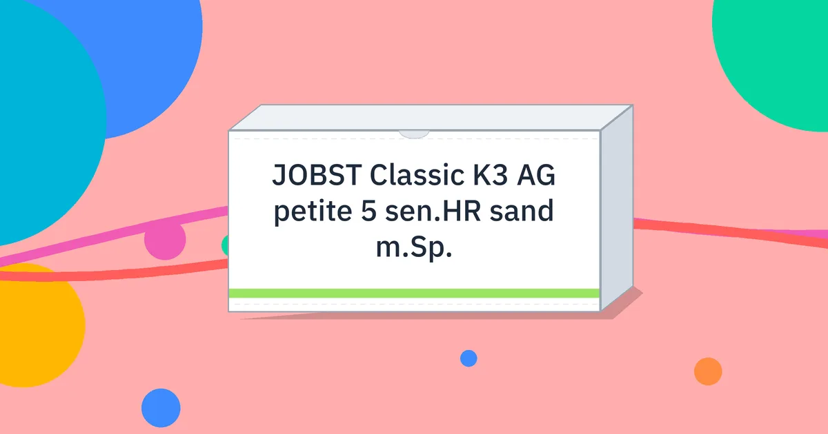 Symbolbild: Packung mit der Aufschrift JOBST Classic K3 AG petite 5 sen.HR sand m.Sp. (PZN 17956441) – Verfügbarkeit und Bezug in Apotheken in Frankfurt am Main