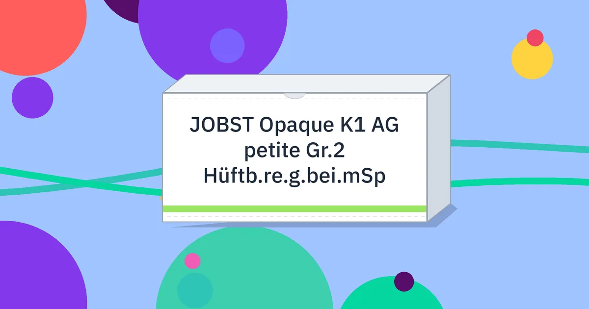 Symbolbild: Packung mit der Aufschrift JOBST Opaque K1 AG petite Gr.2 Hüftb.re.g.bei.mSp (PZN 16273384) – Verfügbarkeit und Bezug in Apotheken in Frankfurt am Main