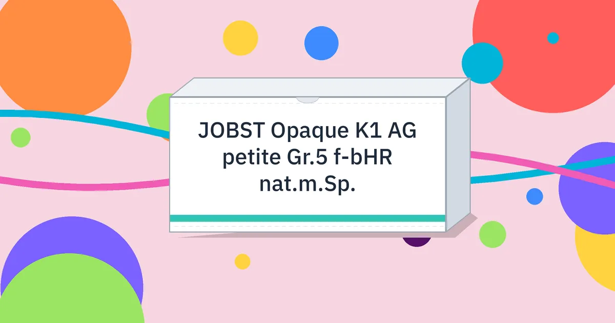 Symbolbild: Packung mit der Aufschrift JOBST Opaque K1 AG petite Gr.5 f-bHR nat.m.Sp. (PZN 13083677) – Verfügbarkeit und Bezug in Apotheken in Frankfurt am Main