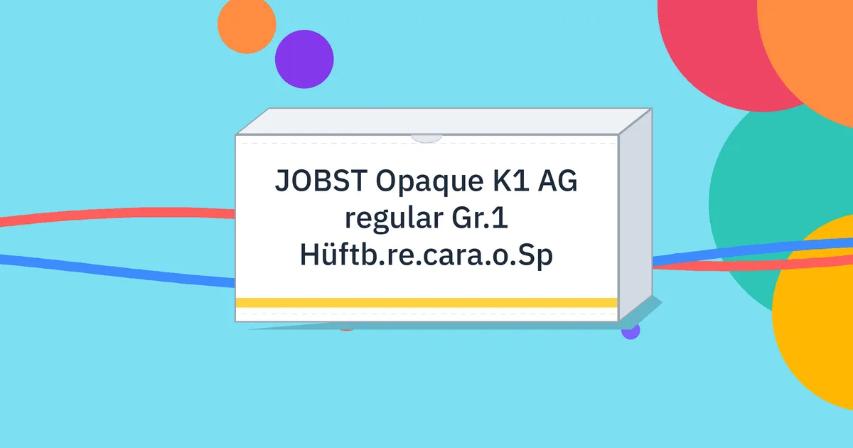 Symbolbild: Packung mit der Aufschrift JOBST Opaque K1 AG regular Gr.1 Hüftb.re.cara.o.Sp (PZN 13101470) – Verfügbarkeit und Bezug in Apotheken in Frankfurt am Main