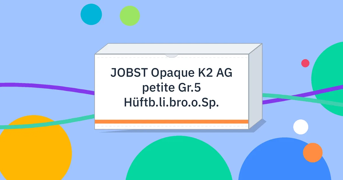 Symbolbild: Packung mit der Aufschrift JOBST Opaque K2 AG petite Gr.5 Hüftb.li.bro.o.Sp. (PZN 13113869) – Verfügbarkeit und Bezug in Apotheken in Frankfurt am Main