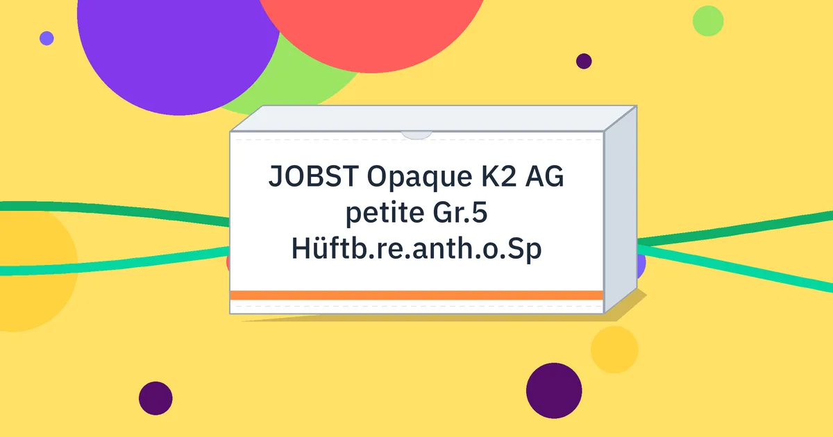 Symbolbild: Packung mit der Aufschrift JOBST Opaque K2 AG petite Gr.5 Hüftb.re.anth.o.Sp (PZN 16288724) – Verfügbarkeit und Bezug in Apotheken in Frankfurt am Main