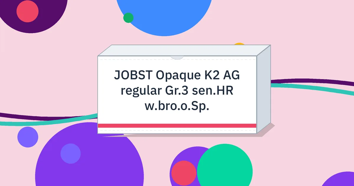 Symbolbild: Packung mit der Aufschrift JOBST Opaque K2 AG regular Gr.3 sen.HR w.bro.o.Sp. (PZN 13112870) – Verfügbarkeit und Bezug in Apotheken in Frankfurt am Main