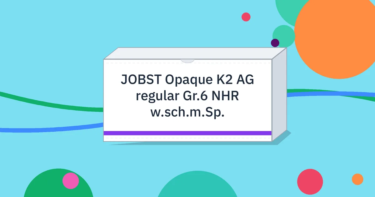 Symbolbild: Packung mit der Aufschrift JOBST Opaque K2 AG regular Gr.6 NHR w.sch.m.Sp. (PZN 11253885) – Verfügbarkeit und Bezug in Apotheken in Frankfurt am Main