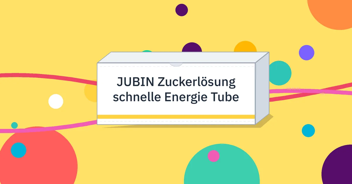 Symbolbild: Packung mit der Aufschrift JUBIN Zuckerlösung schnelle Energie Tube (PZN 01512498) – Verfügbarkeit und Bezug in Apotheken in Frankfurt am Main