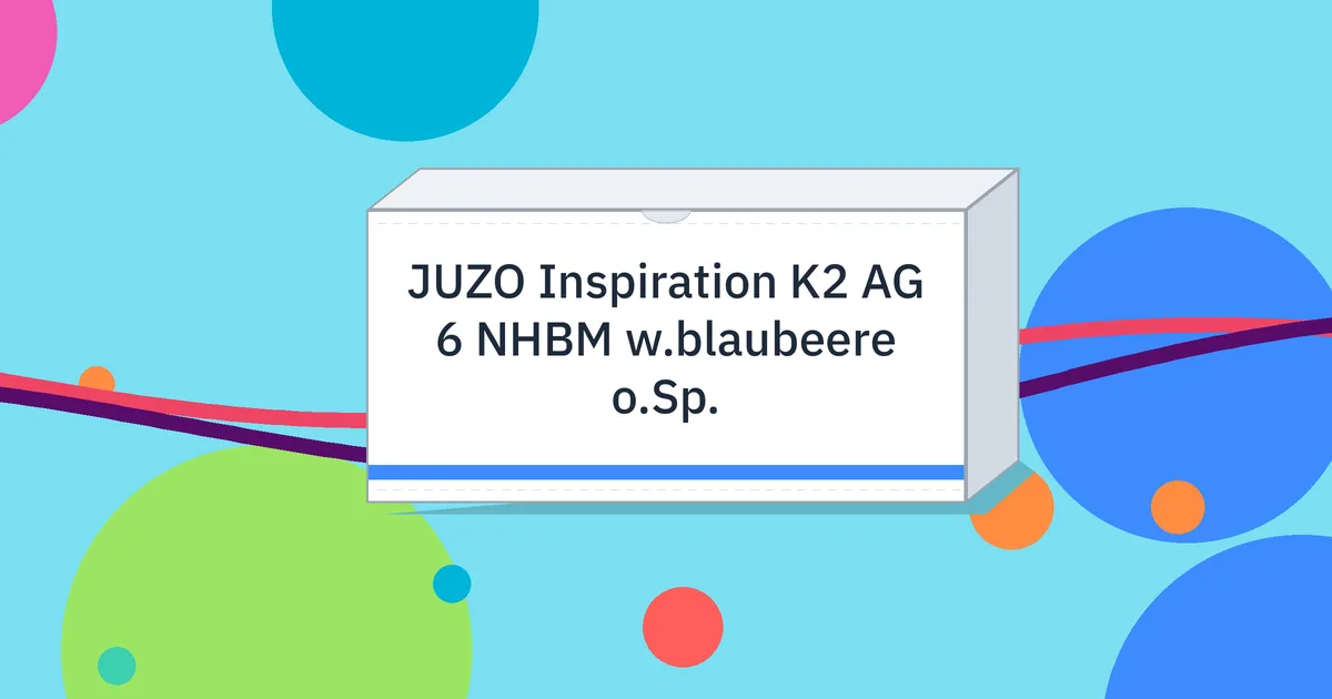 Symbolbild: Packung mit der Aufschrift JUZO Inspiration K2 AG 6 NHBM w.blaubeere o.Sp. (PZN 14946672) – Verfügbarkeit und Bezug in Apotheken in Frankfurt am Main