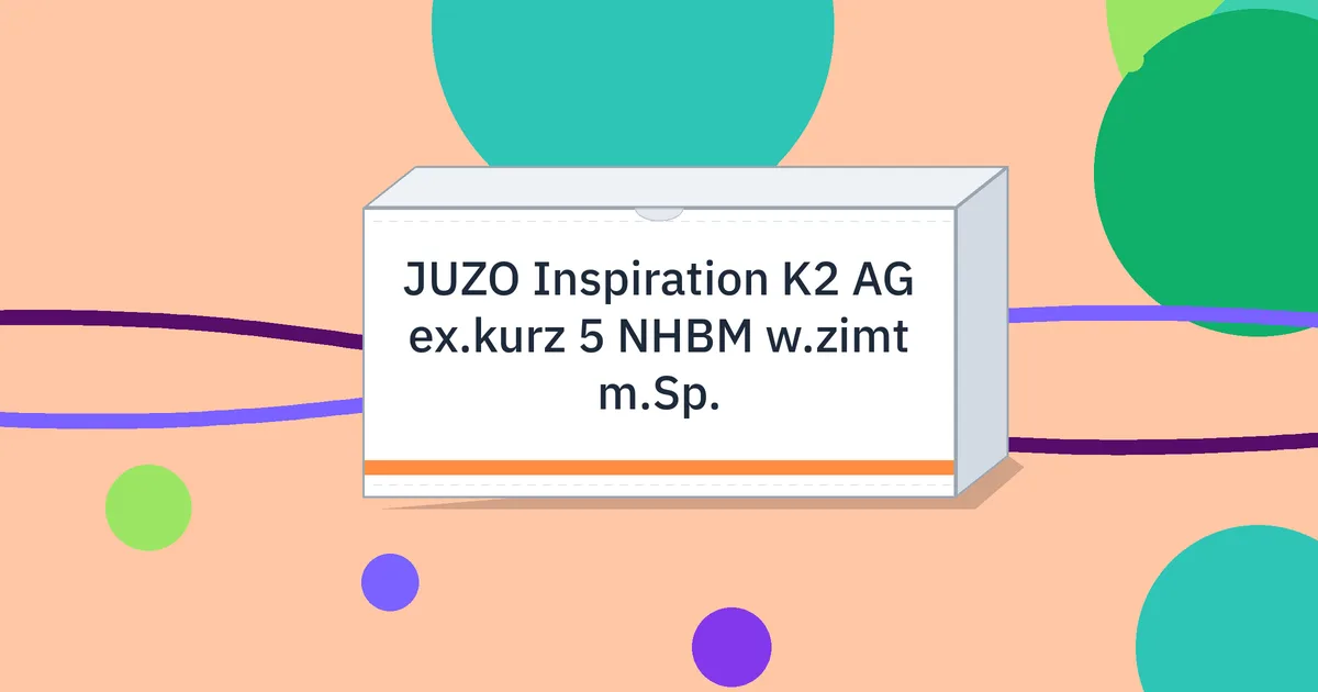 Symbolbild: Packung mit der Aufschrift JUZO Inspiration K2 AG ex.kurz 5 NHBM w.zimt m.Sp. (PZN 14964836) – Verfügbarkeit und Bezug in Apotheken in Frankfurt am Main