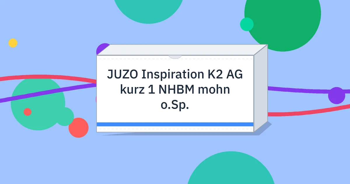 Symbolbild: Packung mit der Aufschrift JUZO Inspiration K2 AG kurz 1 NHBM mohn o.Sp. (PZN 14920193) – Verfügbarkeit und Bezug in Apotheken in Frankfurt am Main