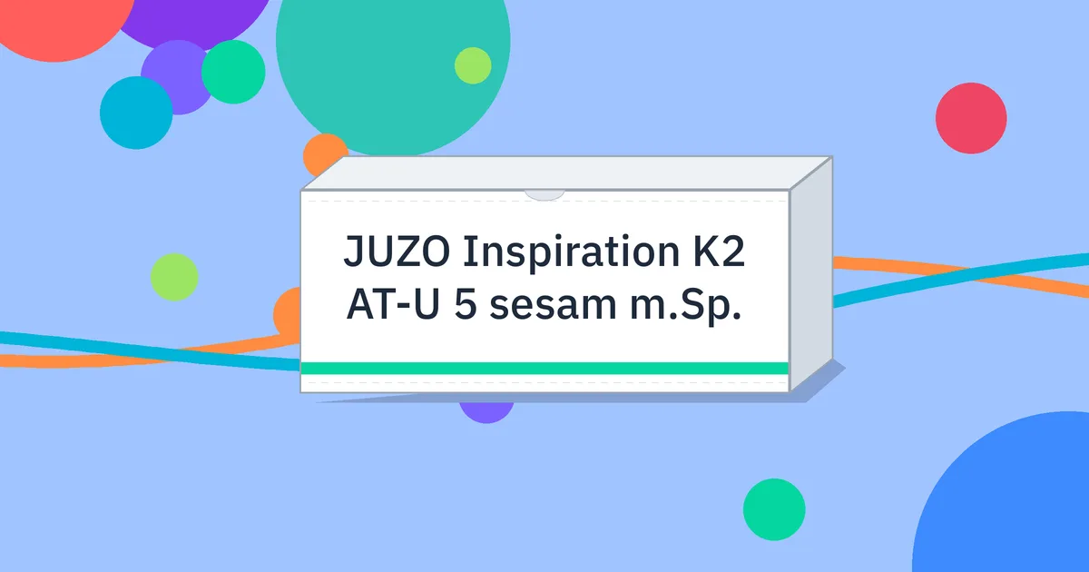 Symbolbild: Packung mit der Aufschrift JUZO Inspiration K2 AT-U 5 sesam m.Sp. (PZN 14928243) – Verfügbarkeit und Bezug in Apotheken in Frankfurt am Main