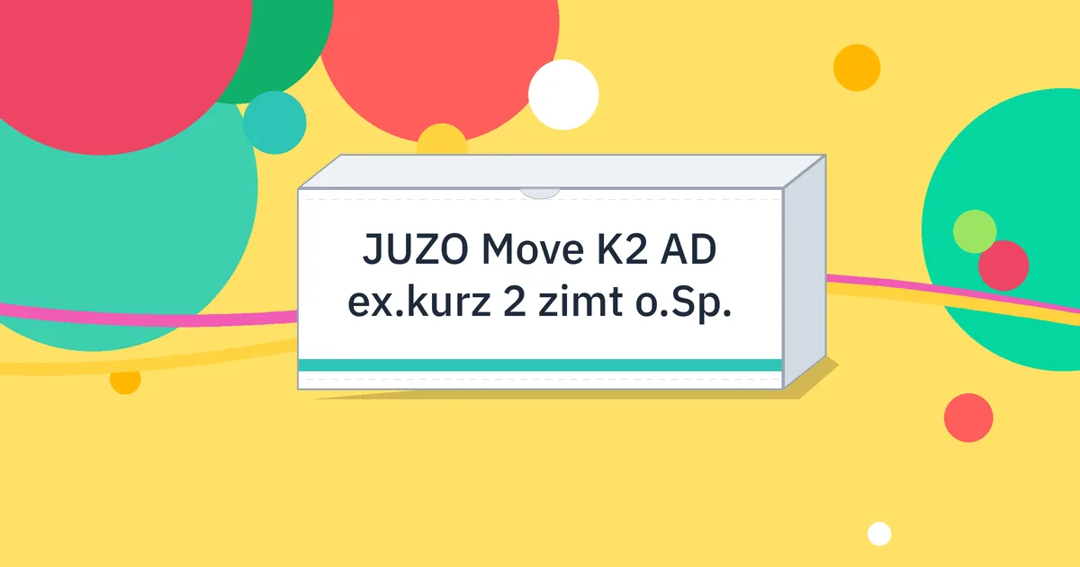 Symbolbild: Packung mit der Aufschrift JUZO Move K2 AD ex.kurz 2 zimt o.Sp. (PZN 18510457) – Verfügbarkeit und Bezug in Apotheken in Frankfurt am Main
