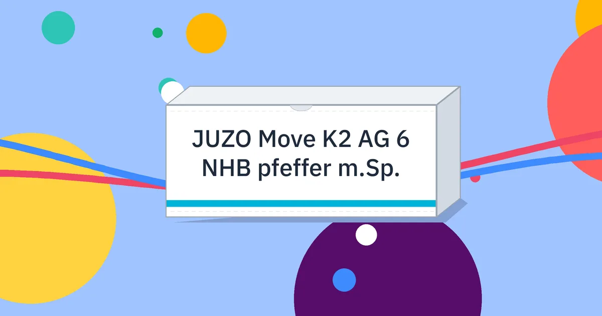 Symbolbild: Packung mit der Aufschrift JUZO Move K2 AG 6 NHB pfeffer m.Sp. (PZN 16637001) – Verfügbarkeit und Bezug in Apotheken in Frankfurt am Main