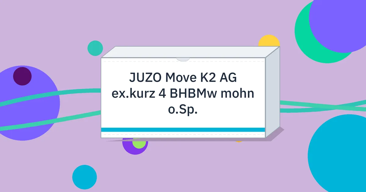 Symbolbild: Packung mit der Aufschrift JUZO Move K2 AG ex.kurz 4 BHBMw mohn o.Sp. (PZN 18566392) – Verfügbarkeit und Bezug in Apotheken in Frankfurt am Main