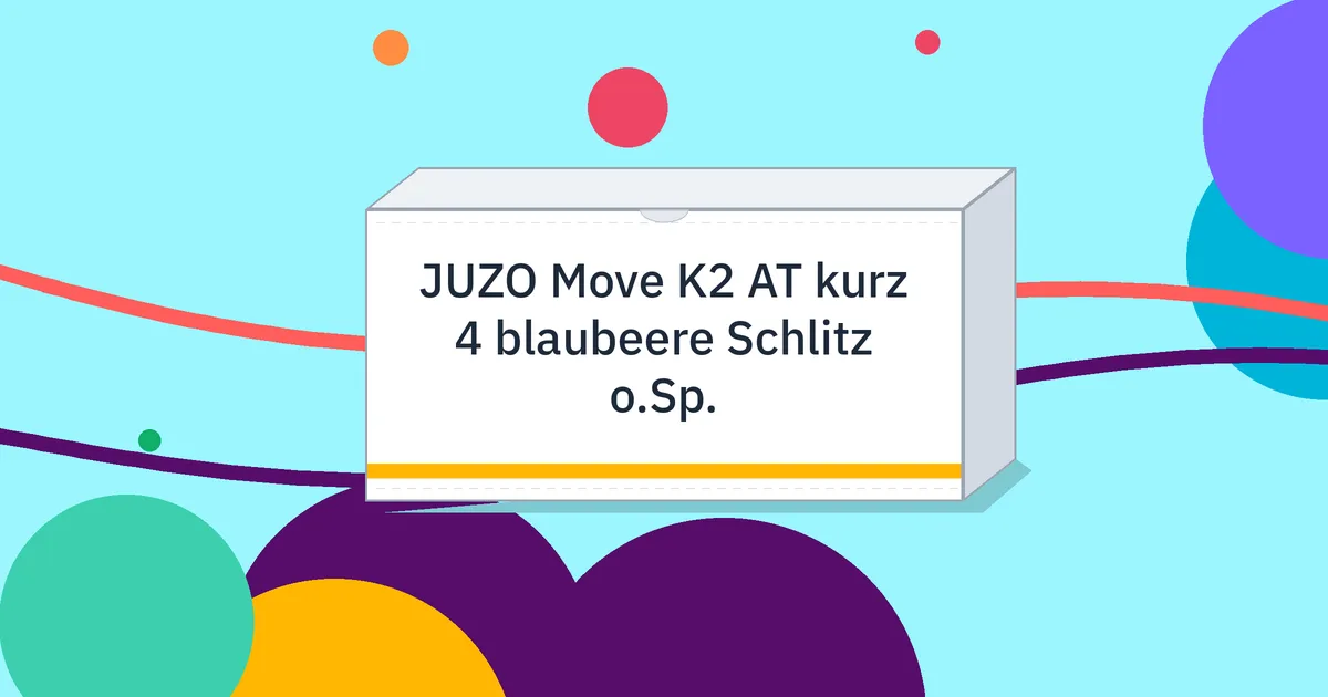 Symbolbild: Packung mit der Aufschrift JUZO Move K2 AT kurz 4 blaubeere Schlitz o.Sp. (PZN 20676515) – Verfügbarkeit und Bezug in Apotheken in Frankfurt am Main