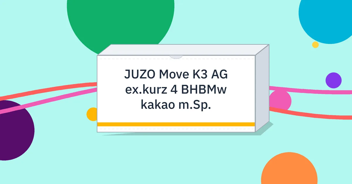 Symbolbild: Packung mit der Aufschrift JUZO Move K3 AG ex.kurz 4 BHBMw kakao m.Sp. (PZN 18596186) – Verfügbarkeit und Bezug in Apotheken in Frankfurt am Main