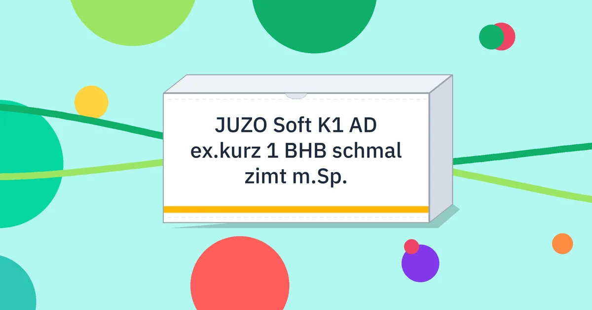 Symbolbild: Packung mit der Aufschrift JUZO Soft K1 AD ex.kurz 1 BHB schmal zimt m.Sp. (PZN 15462232) – Verfügbarkeit und Bezug in Apotheken in Frankfurt am Main