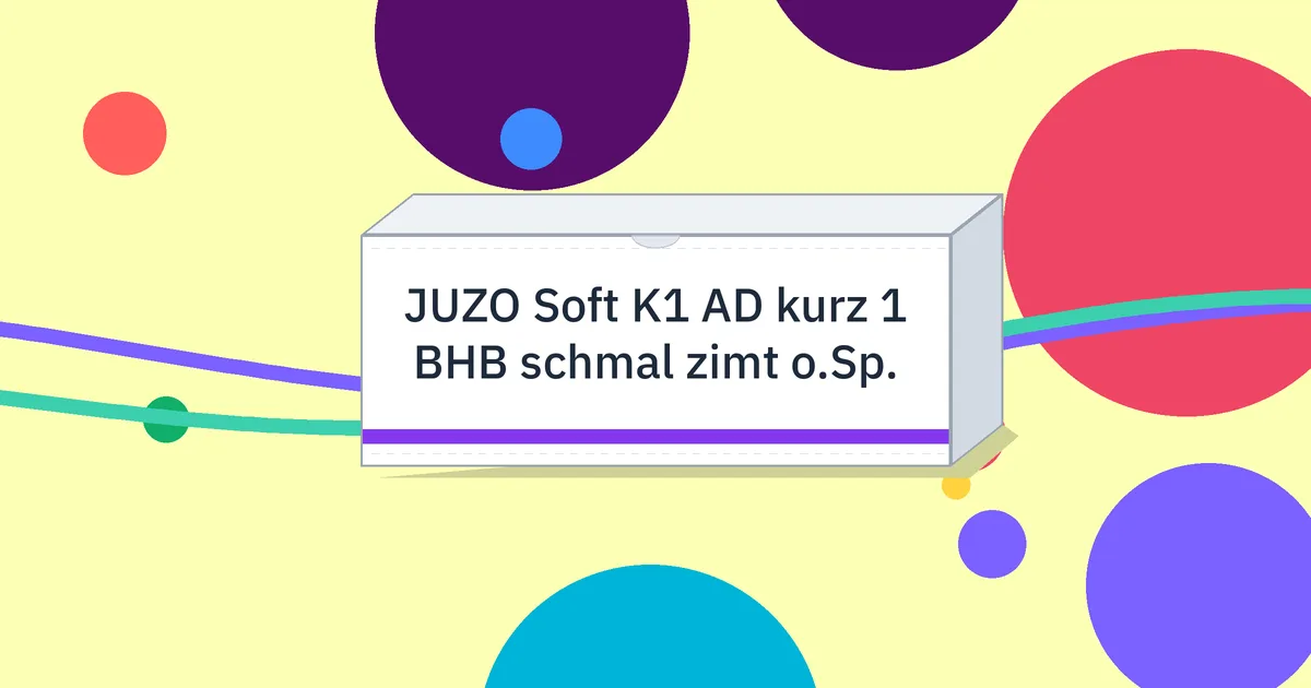 Symbolbild: Packung mit der Aufschrift JUZO Soft K1 AD kurz 1 BHB schmal zimt o.Sp. (PZN 15463556) – Verfügbarkeit und Bezug in Apotheken in Frankfurt am Main