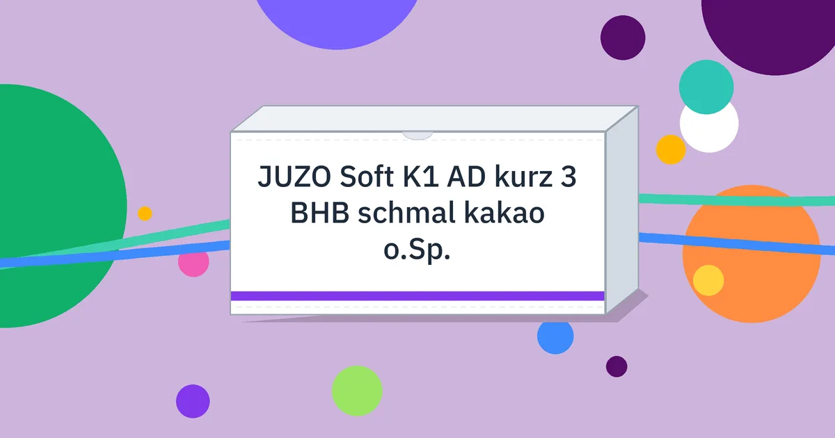 Symbolbild: Packung mit der Aufschrift JUZO Soft K1 AD kurz 3 BHB schmal kakao o.Sp. (PZN 15464024) – Verfügbarkeit und Bezug in Apotheken in Frankfurt am Main