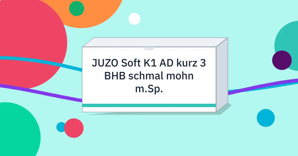 Symbolbild: Packung mit der Aufschrift JUZO Soft K1 AD kurz 3 BHB schmal mohn m.Sp. (PZN 15461936) – Verfügbarkeit und Bezug in Apotheken in Frankfurt am Main