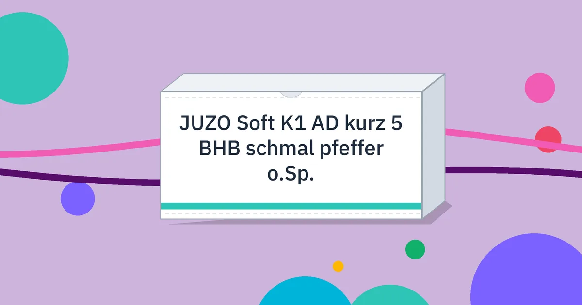 Symbolbild: Packung mit der Aufschrift JUZO Soft K1 AD kurz 5 BHB schmal pfeffer o.Sp. (PZN 15463527) – Verfügbarkeit und Bezug in Apotheken in Frankfurt am Main