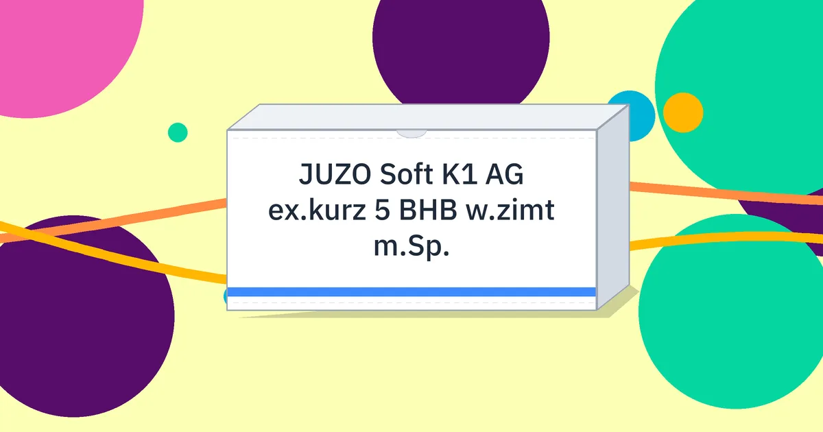 Symbolbild: Packung mit der Aufschrift JUZO Soft K1 AG ex.kurz 5 BHB w.zimt m.Sp. (PZN 14839338) – Verfügbarkeit und Bezug in Apotheken in Frankfurt am Main