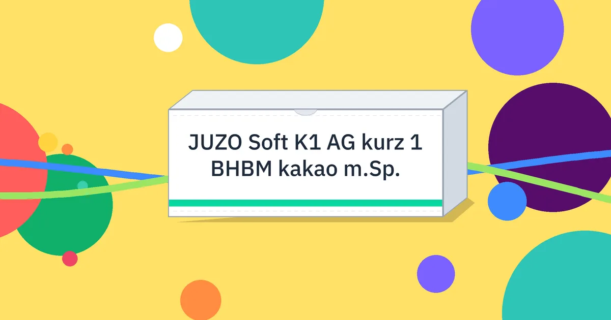 Symbolbild: Packung mit der Aufschrift JUZO Soft K1 AG kurz 1 BHBM kakao m.Sp. (PZN 14855975) – Verfügbarkeit und Bezug in Apotheken in Frankfurt am Main