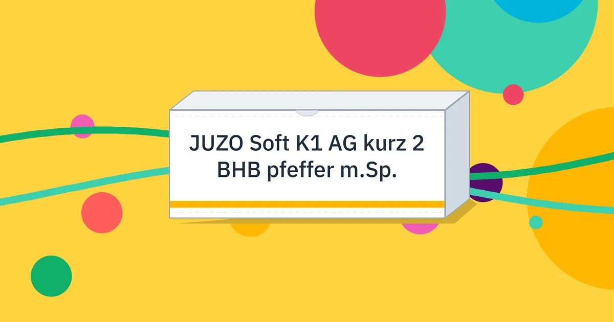Symbolbild: Packung mit der Aufschrift JUZO Soft K1 AG kurz 2 BHB pfeffer m.Sp. (PZN 14821982) – Verfügbarkeit und Bezug in Apotheken in Frankfurt am Main