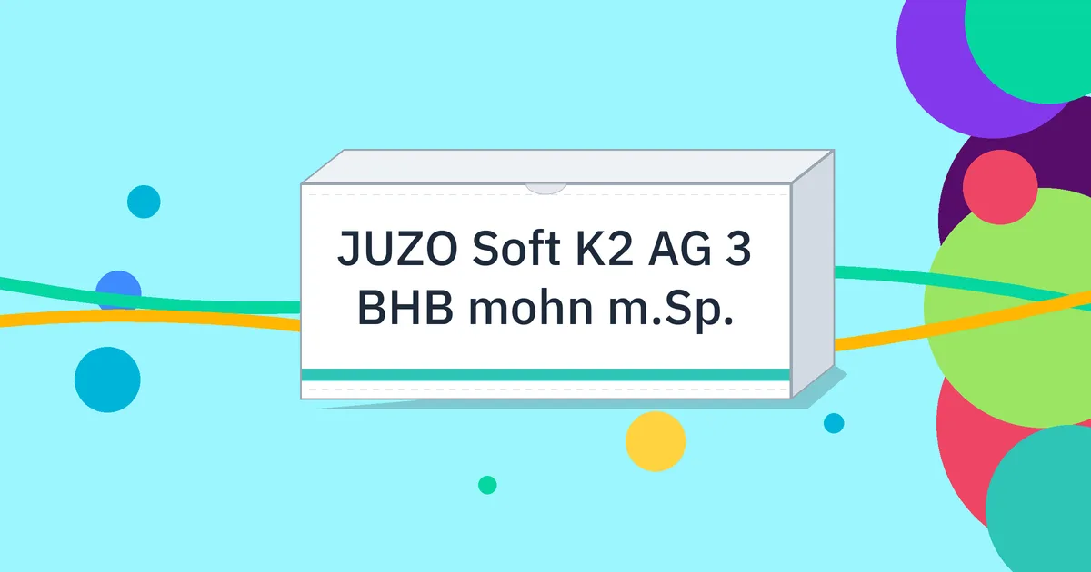 Symbolbild: Packung mit der Aufschrift JUZO Soft K2 AG 3 BHB mohn m.Sp. (PZN 14825075) – Verfügbarkeit und Bezug in Apotheken in Frankfurt am Main