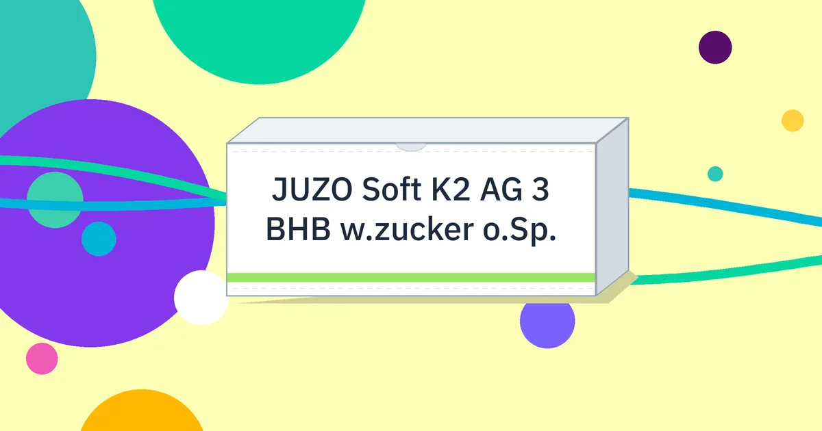 Symbolbild: Packung mit der Aufschrift JUZO Soft K2 AG 3 BHB w.zucker o.Sp. (PZN 14841134) – Verfügbarkeit und Bezug in Apotheken in Frankfurt am Main
