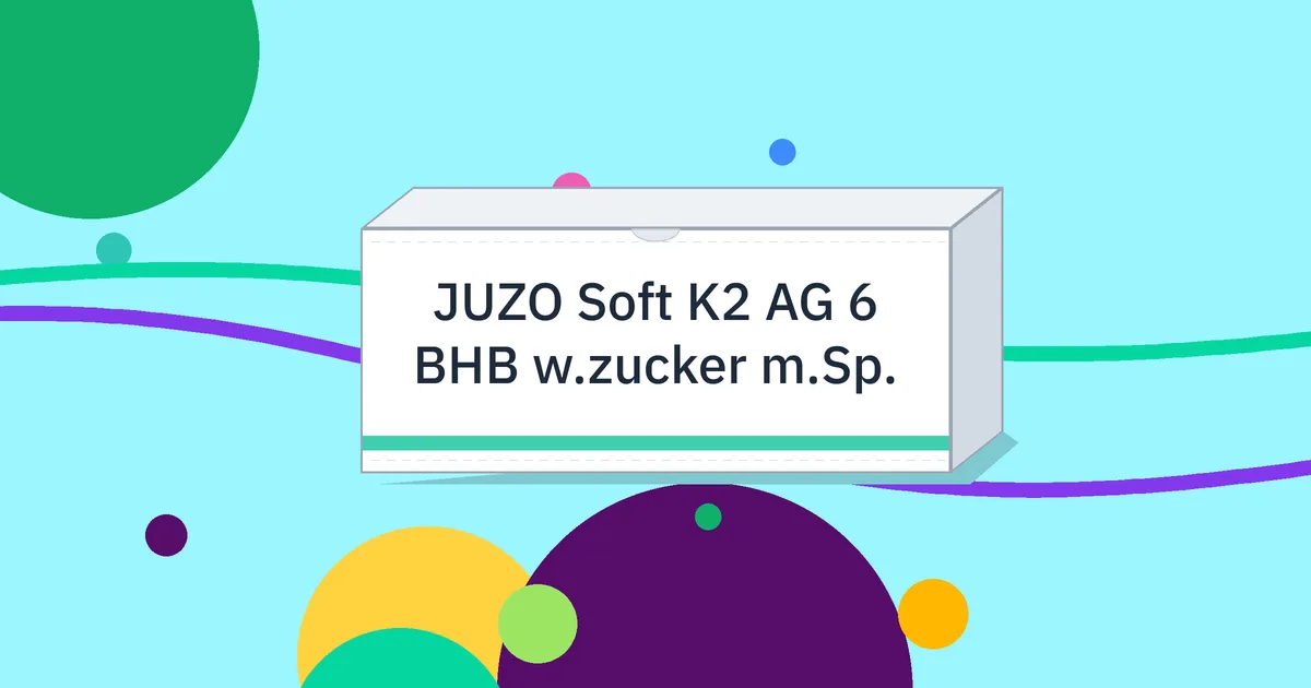 Symbolbild: Packung mit der Aufschrift JUZO Soft K2 AG 6 BHB w.zucker m.Sp. (PZN 14840519) – Verfügbarkeit und Bezug in Apotheken in Frankfurt am Main