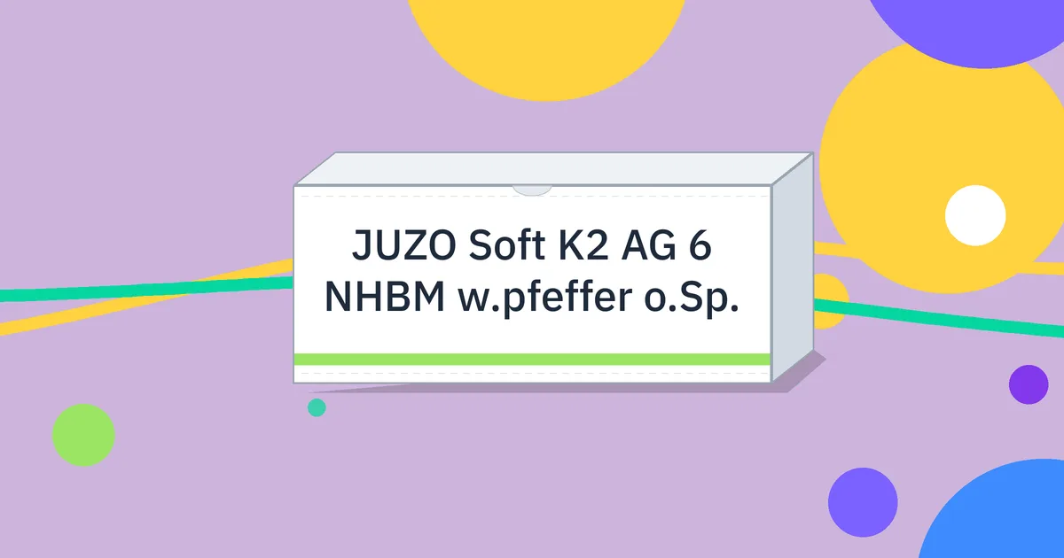Symbolbild: Packung mit der Aufschrift JUZO Soft K2 AG 6 NHBM w.pfeffer o.Sp. (PZN 15001643) – Verfügbarkeit und Bezug in Apotheken in Frankfurt am Main