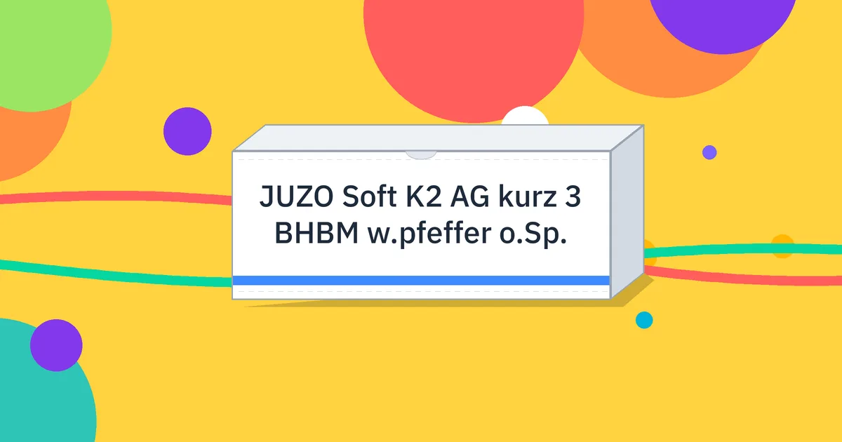 Symbolbild: Packung mit der Aufschrift JUZO Soft K2 AG kurz 3 BHBM w.pfeffer o.Sp. (PZN 14869291) – Verfügbarkeit und Bezug in Apotheken in Frankfurt am Main
