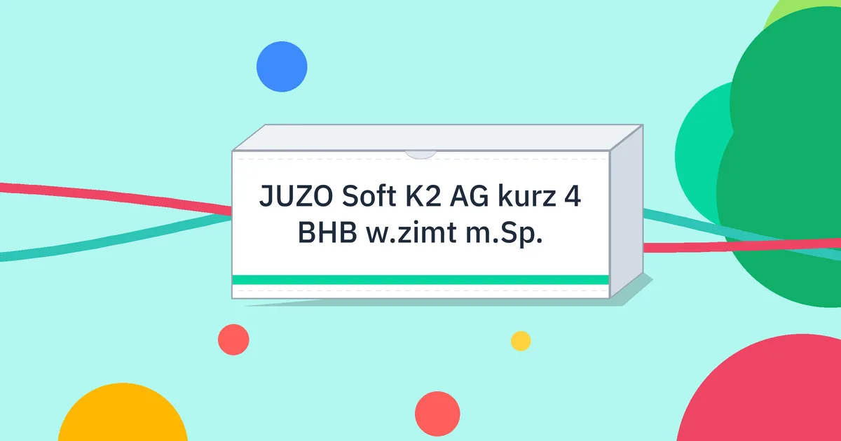 Symbolbild: Packung mit der Aufschrift JUZO Soft K2 AG kurz 4 BHB w.zimt m.Sp. (PZN 14841938) – Verfügbarkeit und Bezug in Apotheken in Frankfurt am Main