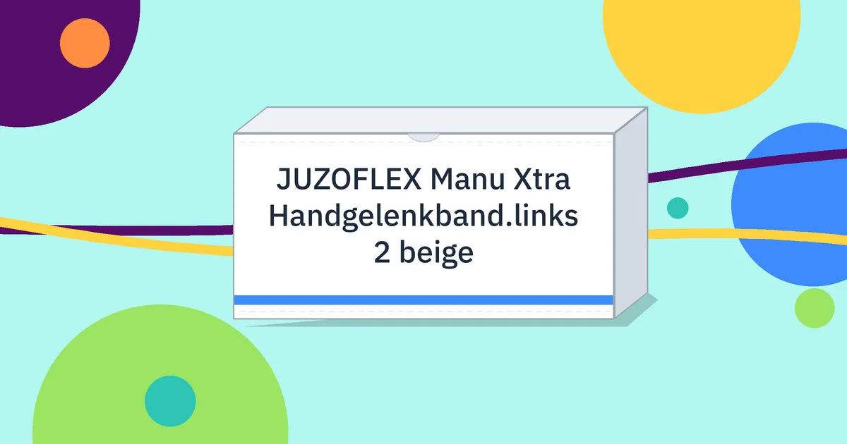 Symbolbild: Packung mit der Aufschrift JUZOFLEX Manu Xtra Handgelenkband.links 2 beige (PZN 16635255) – Verfügbarkeit und Bezug in Apotheken in Frankfurt am Main