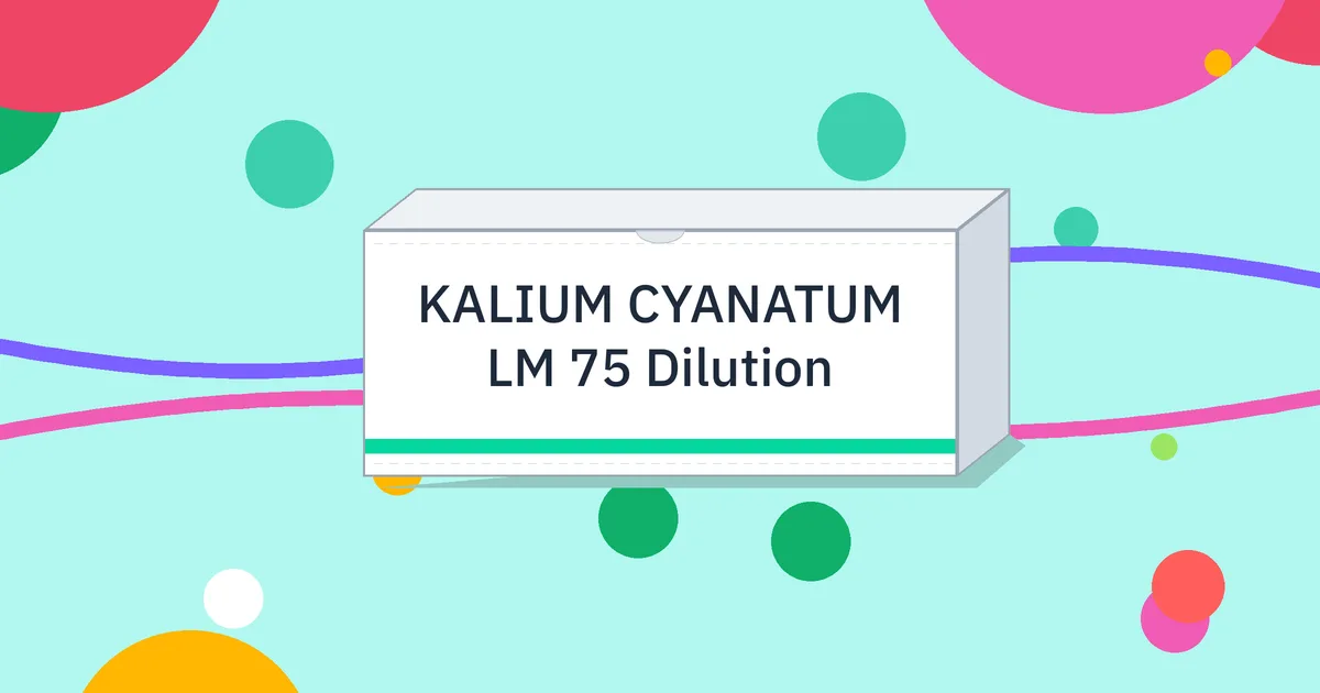 Symbolbild: Packung mit der Aufschrift KALIUM CYANATUM LM 75 Dilution (PZN 12920869) – Verfügbarkeit und Bezug in Apotheken in Frankfurt am Main