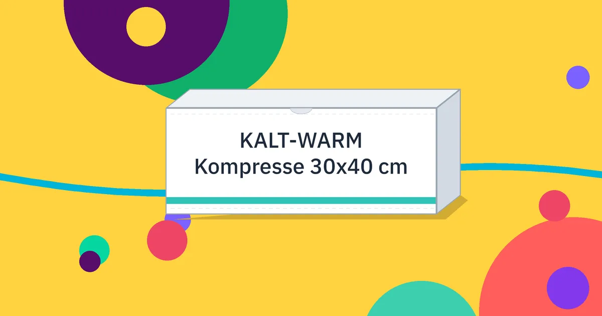 Symbolbild: Packung mit der Aufschrift KALT-WARM Kompresse 30x40 cm (PZN 01988284) – Verfügbarkeit und Bezug in Apotheken in Frankfurt am Main