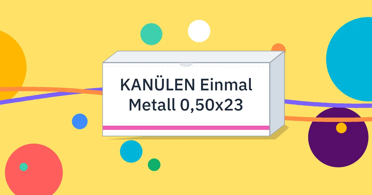 Symbolbild: Packung mit der Aufschrift KANÜLEN Einmal Metall 0,50x23 (PZN 01729507) – Verfügbarkeit und Bezug in Apotheken in Frankfurt am Main