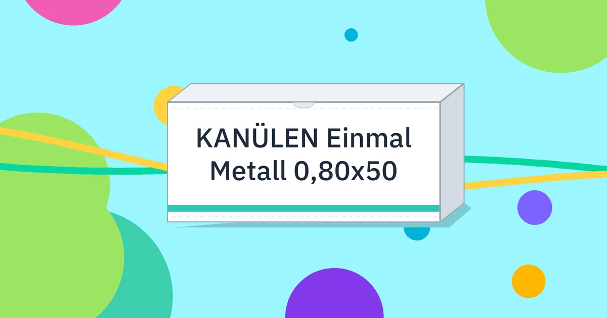 Symbolbild: Packung mit der Aufschrift KANÜLEN Einmal Metall 0,80x50 (PZN 01965076) – Verfügbarkeit und Bezug in Apotheken in Frankfurt am Main