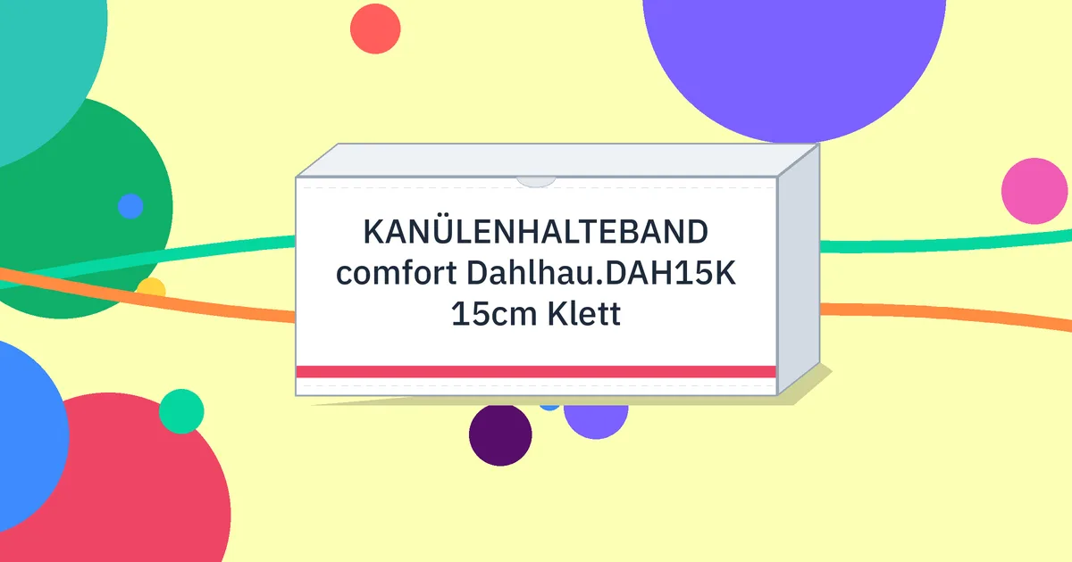 Symbolbild: Packung mit der Aufschrift KANÜLENHALTEBAND comfort Dahlhau.DAH15K 15cm Klett (PZN 10342279) – Verfügbarkeit und Bezug in Apotheken in Frankfurt am Main