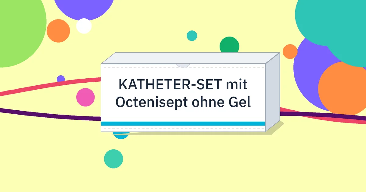 Symbolbild: Packung mit der Aufschrift KATHETER-SET mit Octenisept ohne Gel (PZN 17566214) – Verfügbarkeit und Bezug in Apotheken in Frankfurt am Main