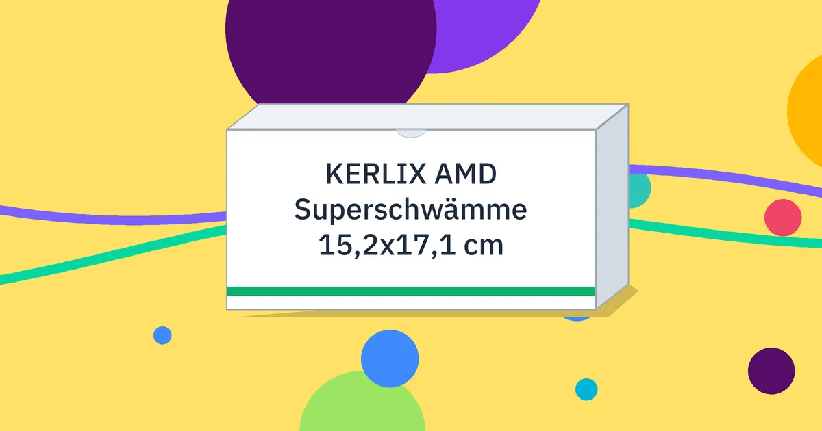 Symbolbild: Packung mit der Aufschrift KERLIX AMD Superschwämme 15,2x17,1 cm (PZN 20608689) – Verfügbarkeit und Bezug in Apotheken in Frankfurt am Main